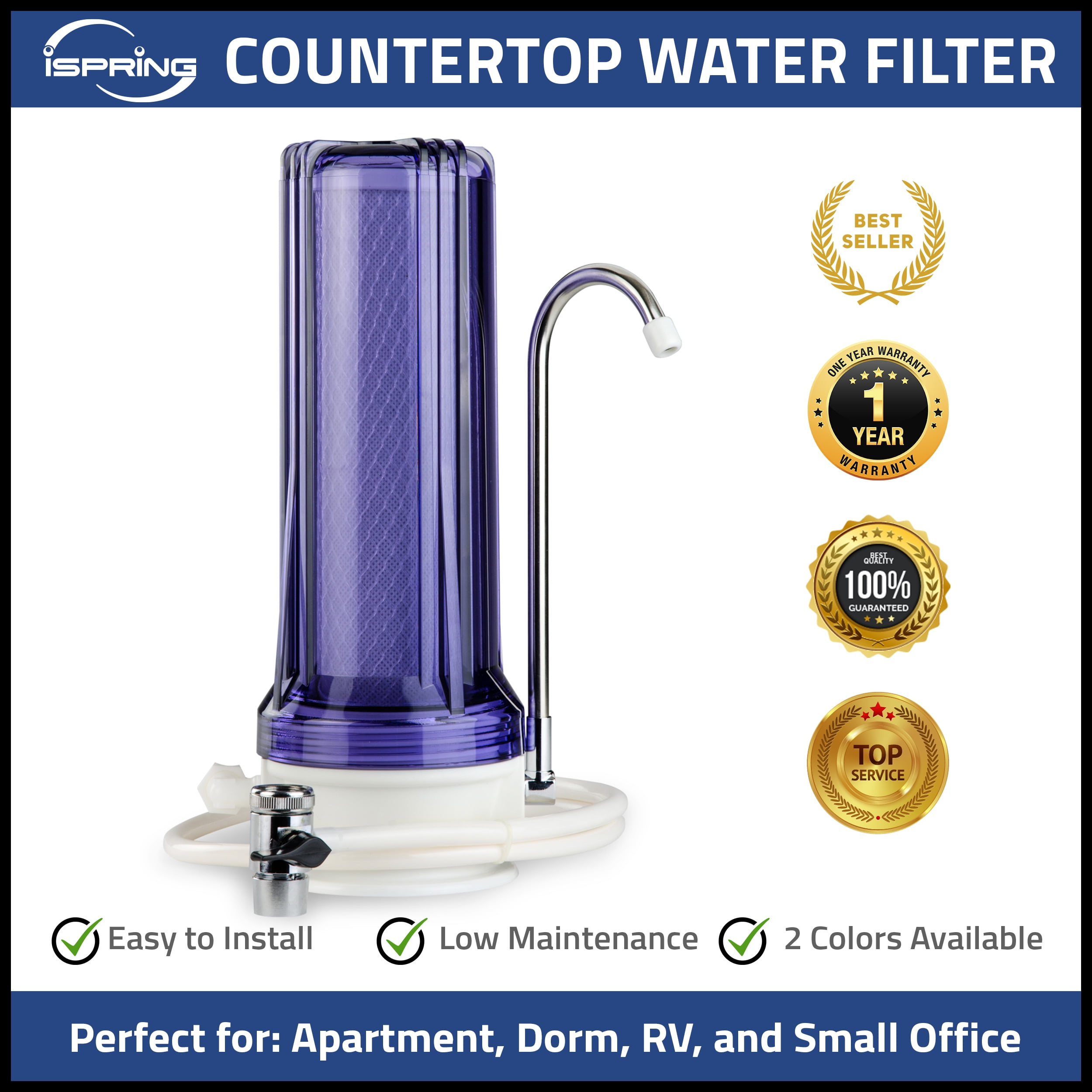 iSpring CKC1C Countertop Drinking Water Filtration System with Carbon ...
