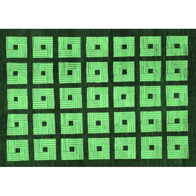 Ahgly Company Machine Washable Indoor Rectangle Abstract Emerald Green ...