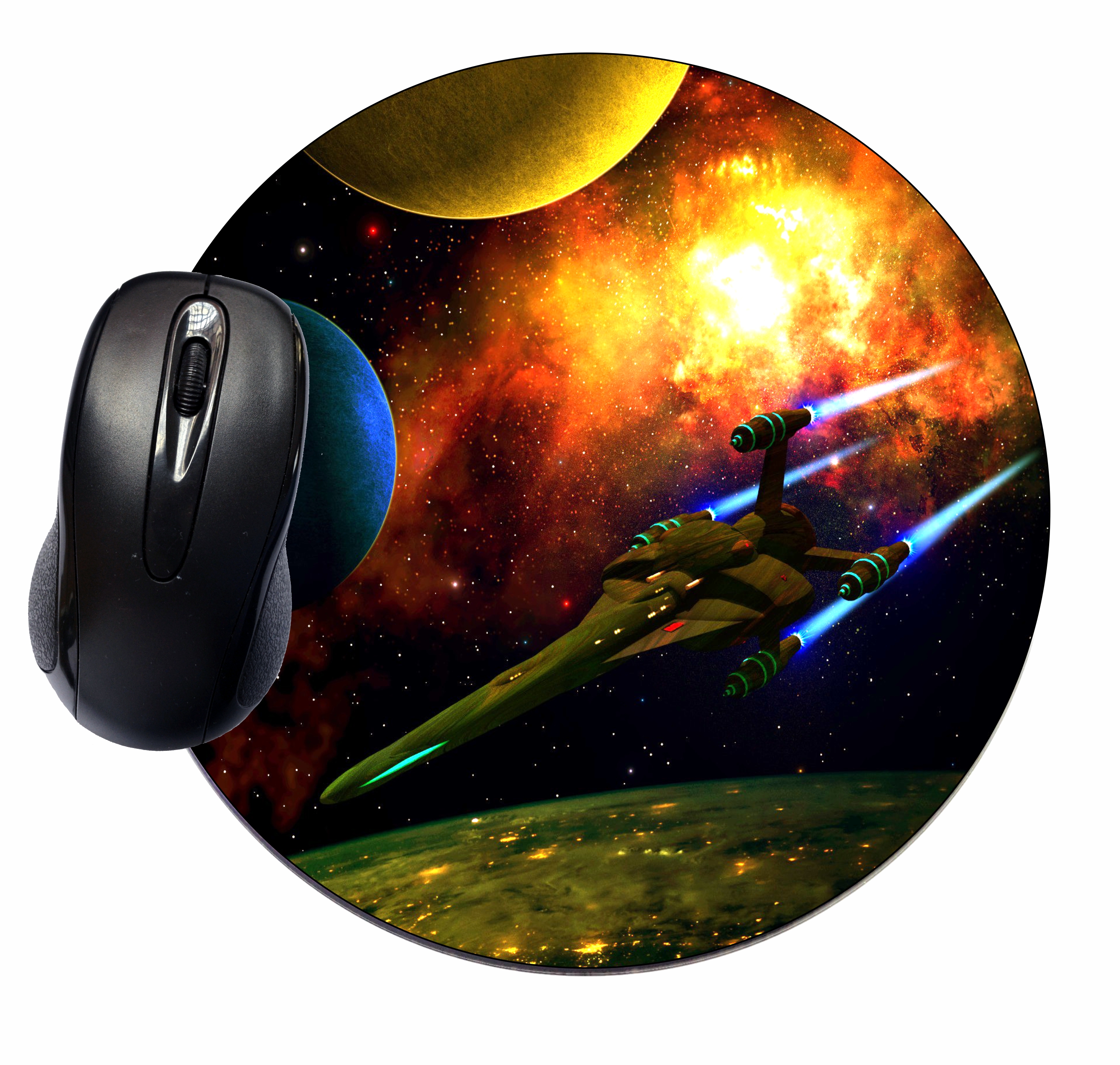 Mouse Mat Pad Mousepad Cute Desk Round Circle Mousemat Outer Space ...