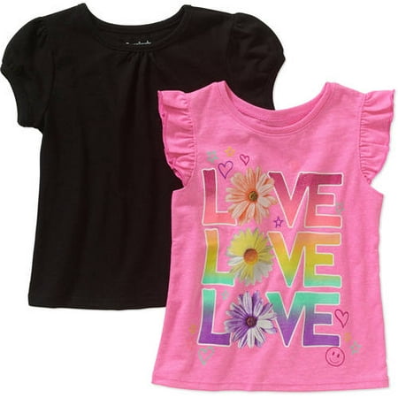 Baby Toddler Girl Tees, 2-Pack - Walmart.com