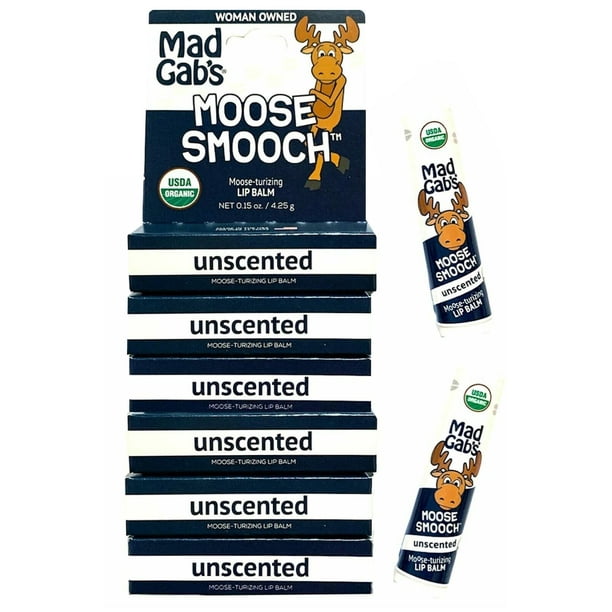 Mad Gabs 6 Piece Natural Organic Unscented Moose Smooch Lip Balm Gift ...
