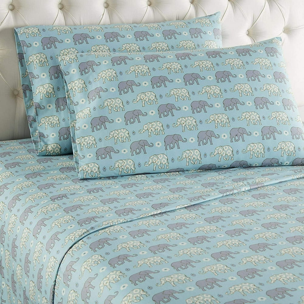 Micro Flannel® Printed Color Sheet Set, Cal King, Elephants - Walmart ...