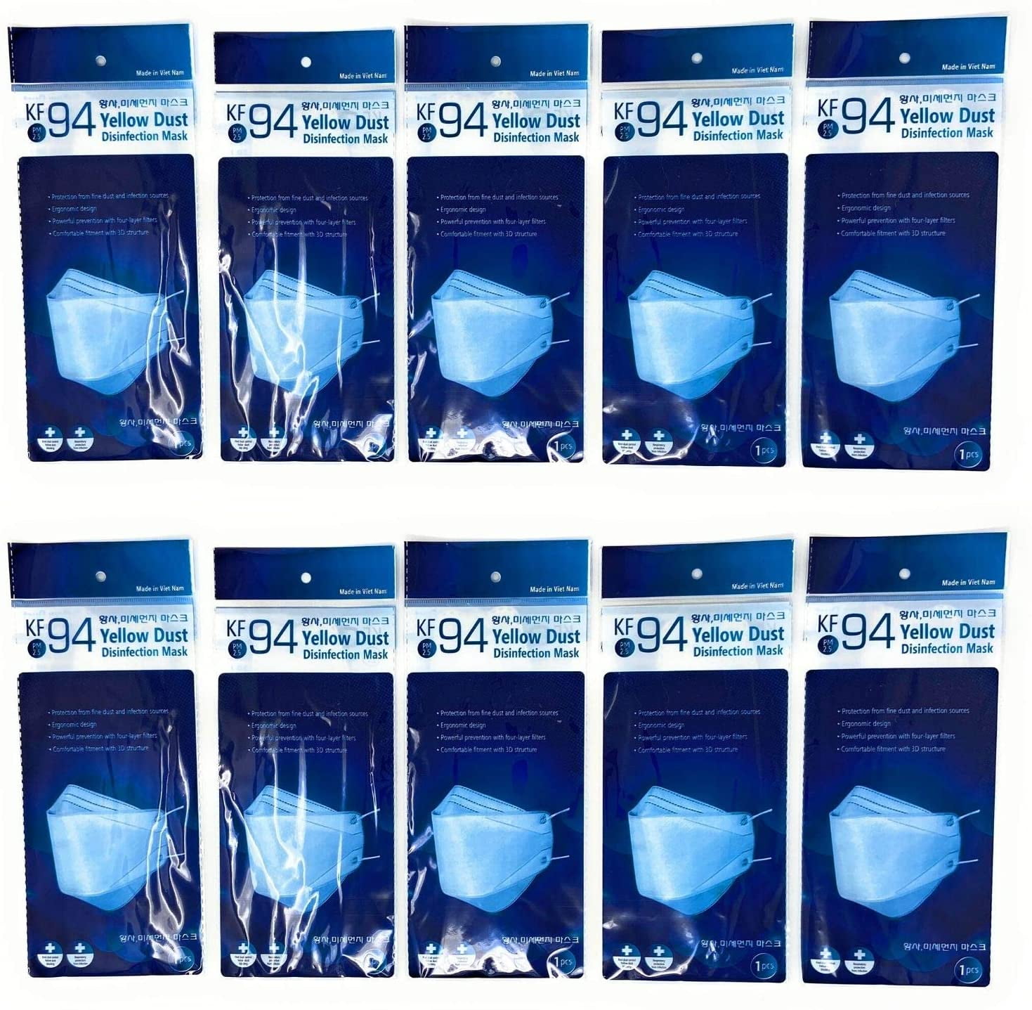 10 Pack KF94 Disposable Face Mask - PM 2.5 Protective Face Coverings ...