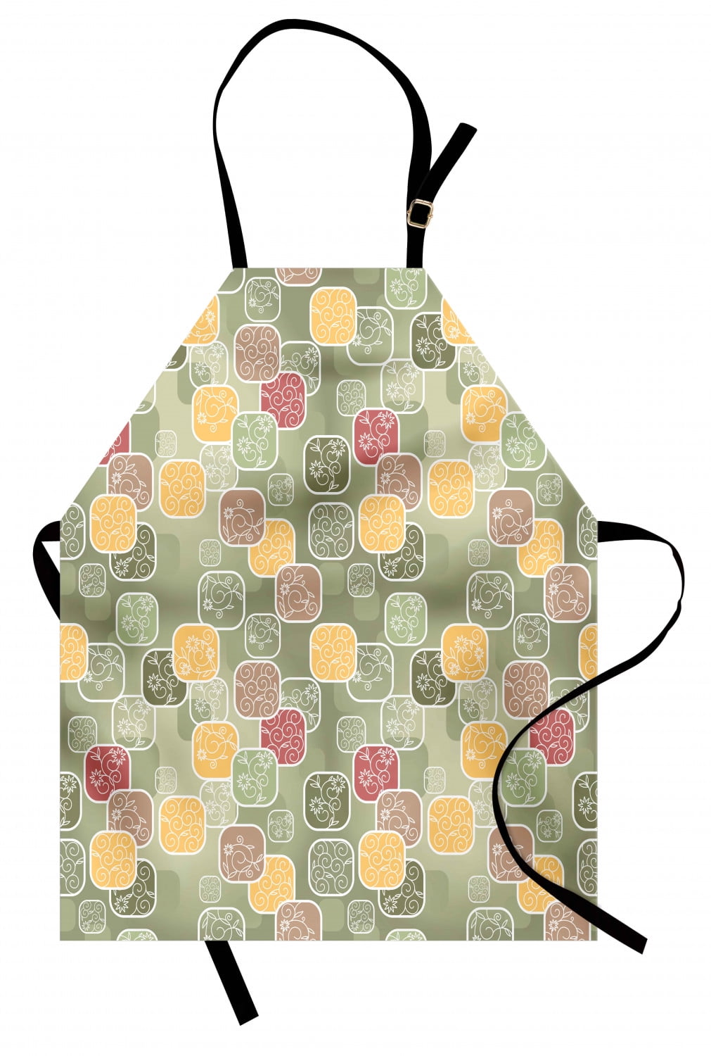 Floral Apron Oval Cornered Geometric Squares of Many Sizes Varied ...
