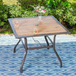 Sophia & William 37" x 37" Outdoor Dining Square Table Brown Steel ...