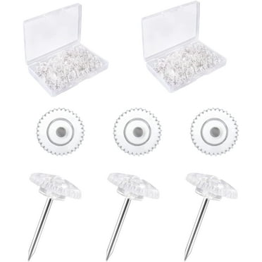 100 Pack Clear Push Pins Tacks, 2025 New Flat Head Thumbtacks for ...
