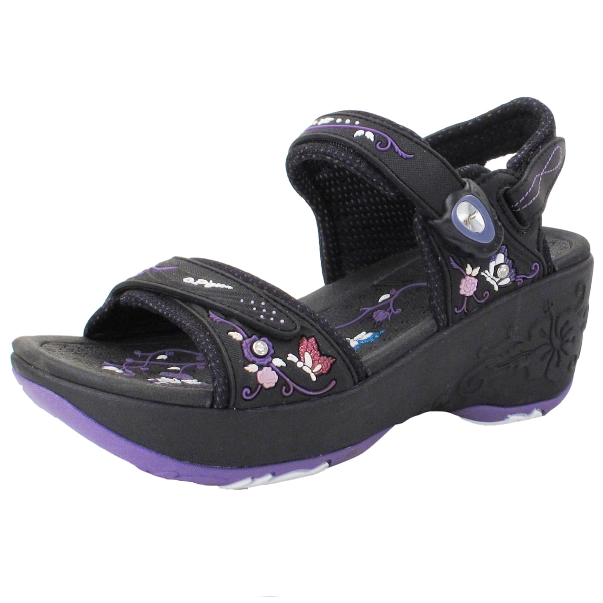 GP Wedge Platform Snap Lock Sandals for Women: 8698 Black Purple, EU36 ...