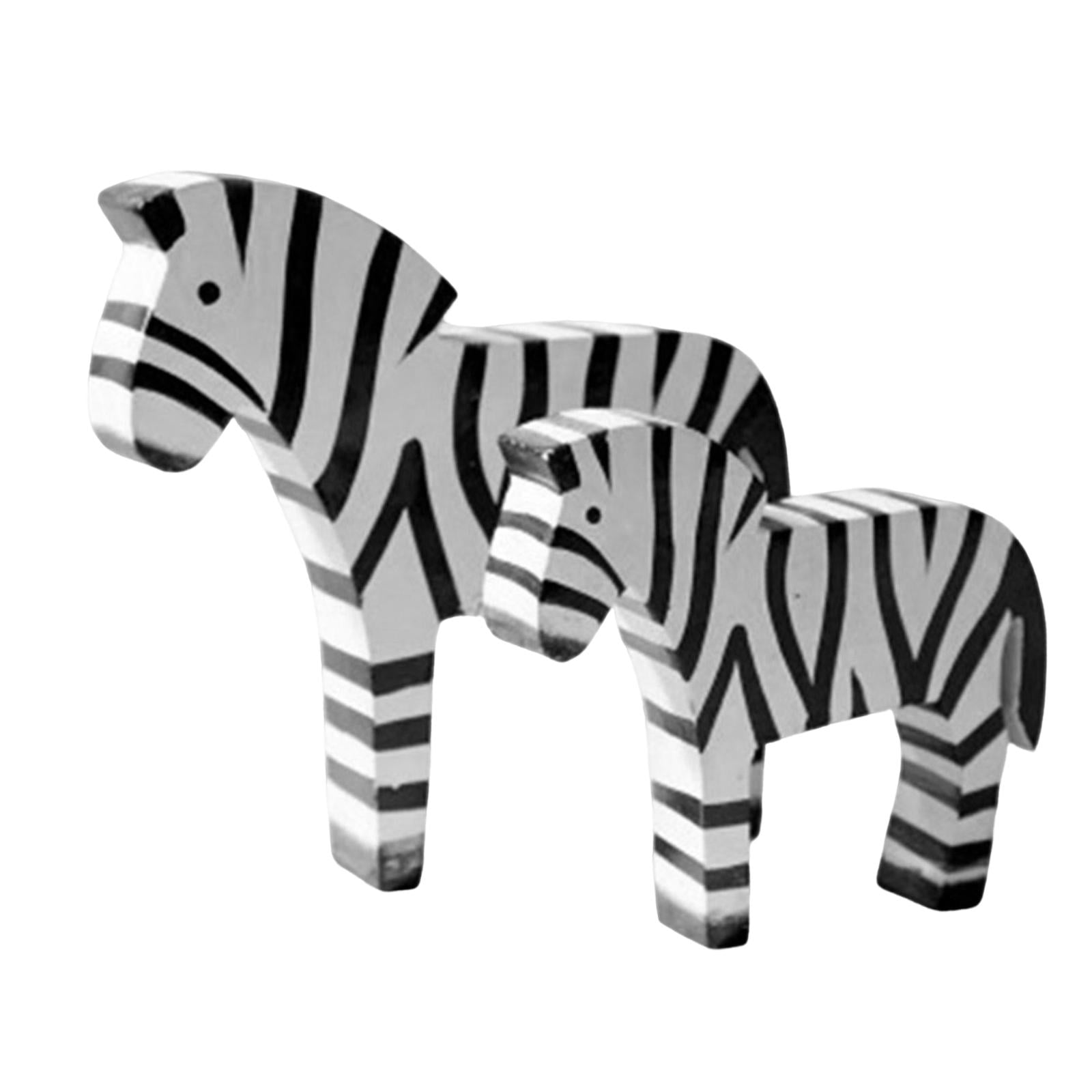 Nordic Style Wooden Zebra Statues Decorative Animal Figurines Wood ...