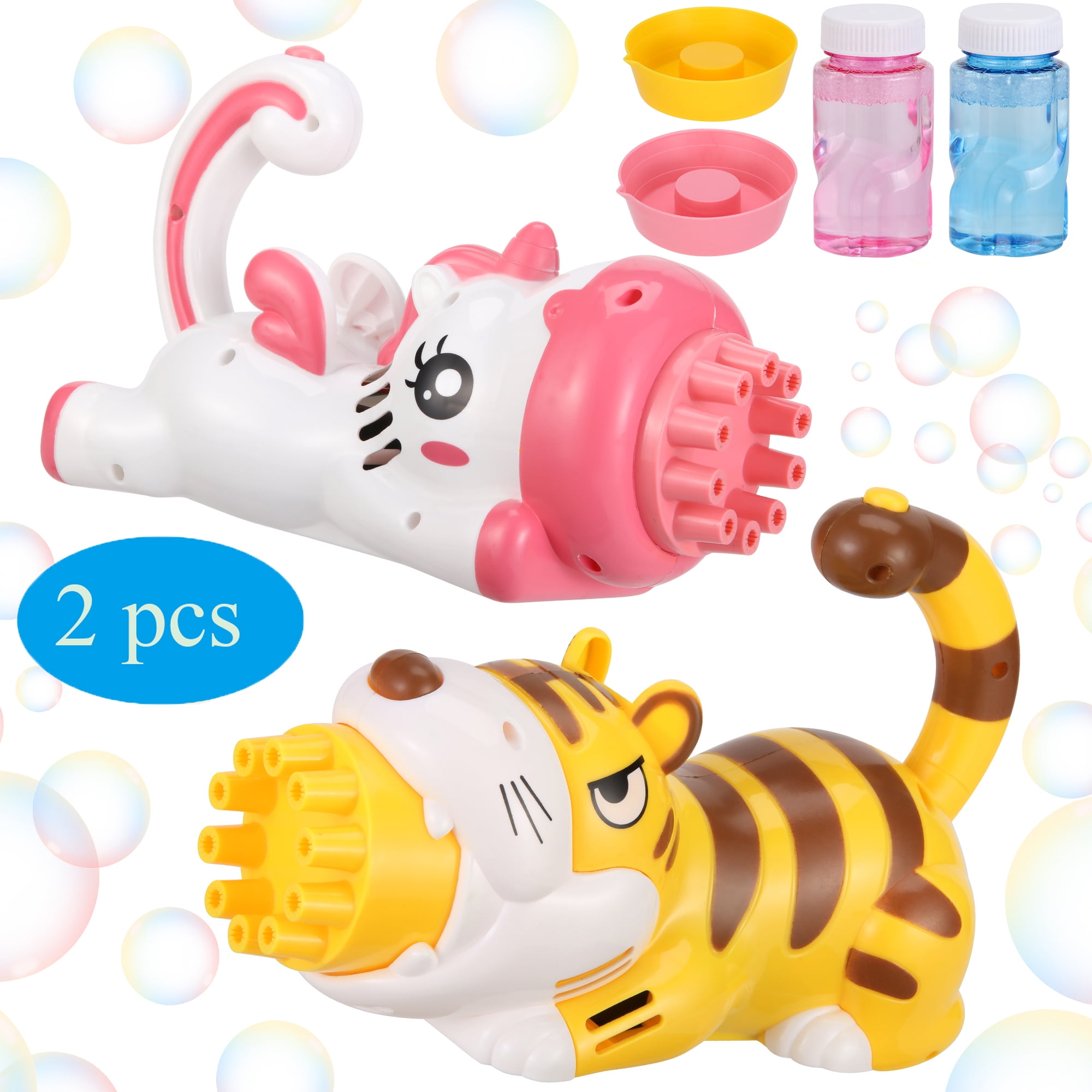 FOCUSSEXY 2-pack Kids Bubble Gun, 10 Hole Bubble Machine Bubble Gun Toy ...