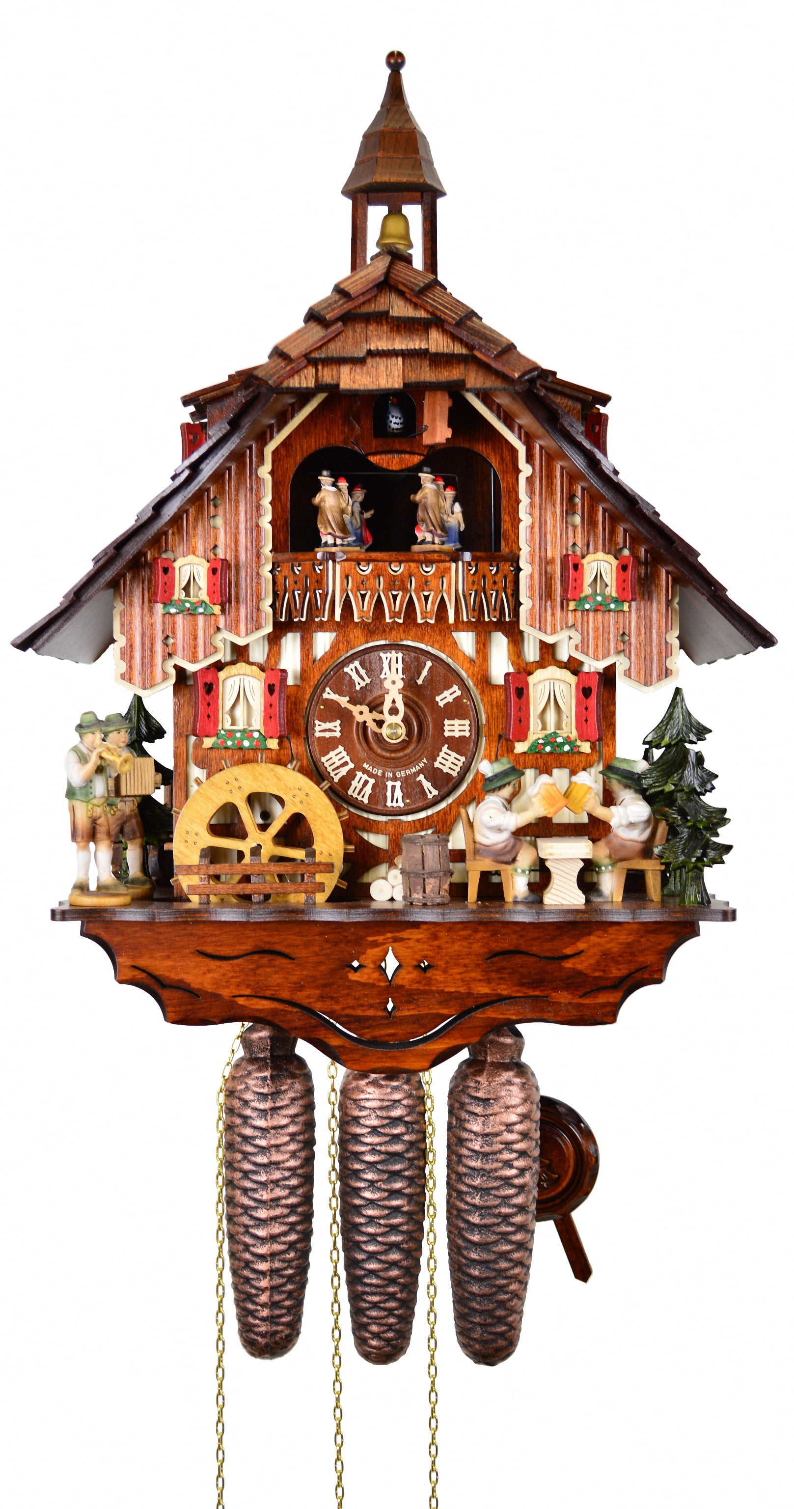 Cuckoo Clock Black Forest house with moving beer drinkers and mill ...