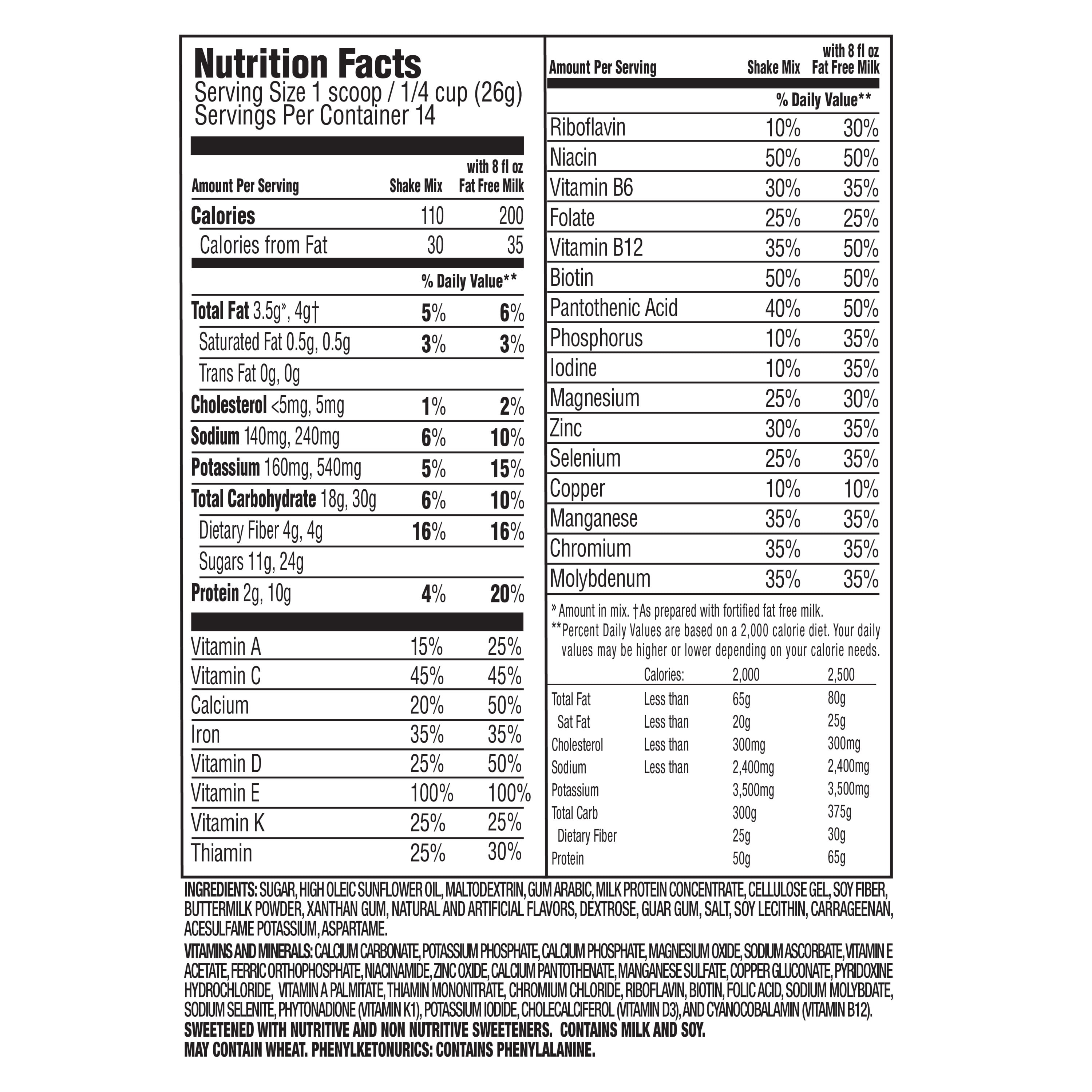 Slim Fast Vanilla Powder Nutrition Facts | Besto Blog