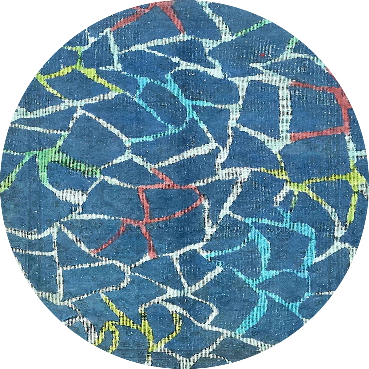 Ahgly Company Indoor Round Abstract Blue Eyes Blue Abstract Area Rugs ...