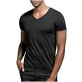 Bosfbaoi Plus Size Men's V-Neck Short Sleeve T-Shirts - Solid Color ...