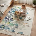 Bedroom Rug Carpet 3'x 5', Blue Teal Botanical Washable Floor Carpet ...