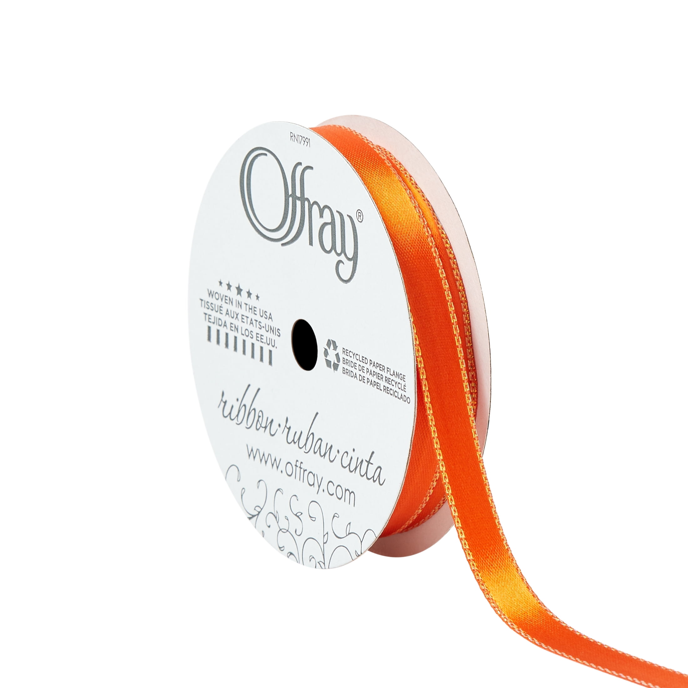 Offray Ribbon, Orange Narrow Satin and Sheer Opalescence Polyester ...