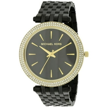 Michael Kors Women's Pyper Gold Case Black Leather Watch MK2834 Watch ...