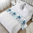 Blue Octopus Bed Runner King Size Ocean Watercolor Blue Seastars ...