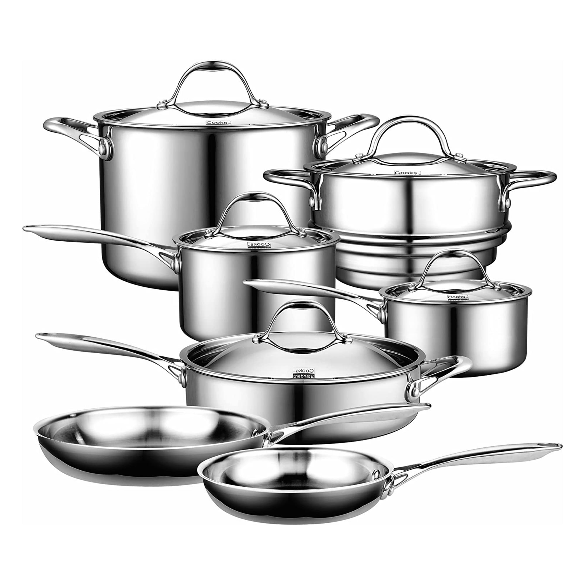 Cooks Standard Stainless Steel Kitchen Cookware Sets 12-Piece, Multi ...