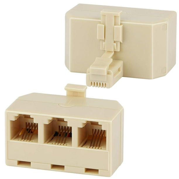 Three Way Telephone Splitters, Uvital Male 1 to 3 Female Converter ...