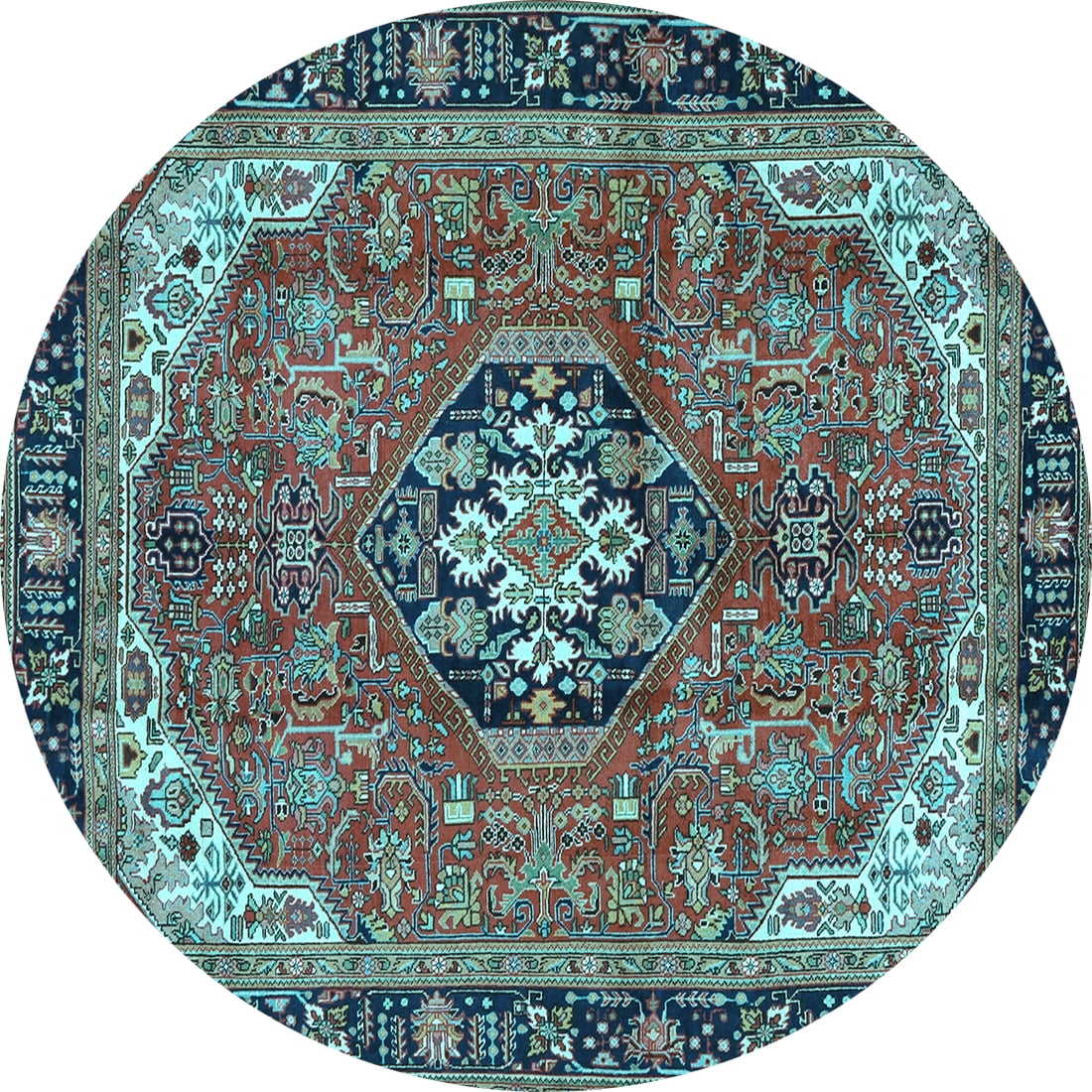 Ahgly Company Indoor Round Medallion Light Blue Traditional Area Rugs ...