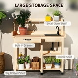 Outsunny Potting Bench Table, Includes Removable Outdoor Sink Station ...