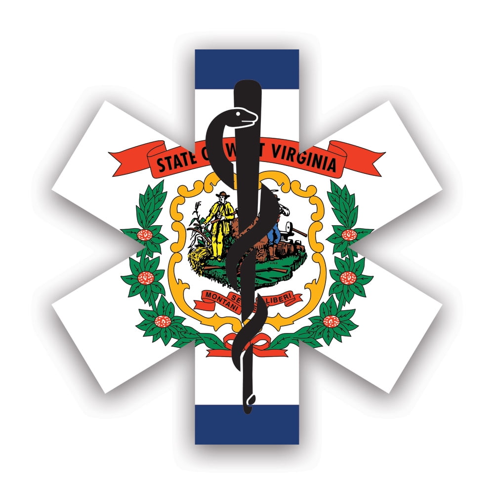 West Virginia Star of Life Flag Sticker Decal - Self Adhesive Vinyl ...