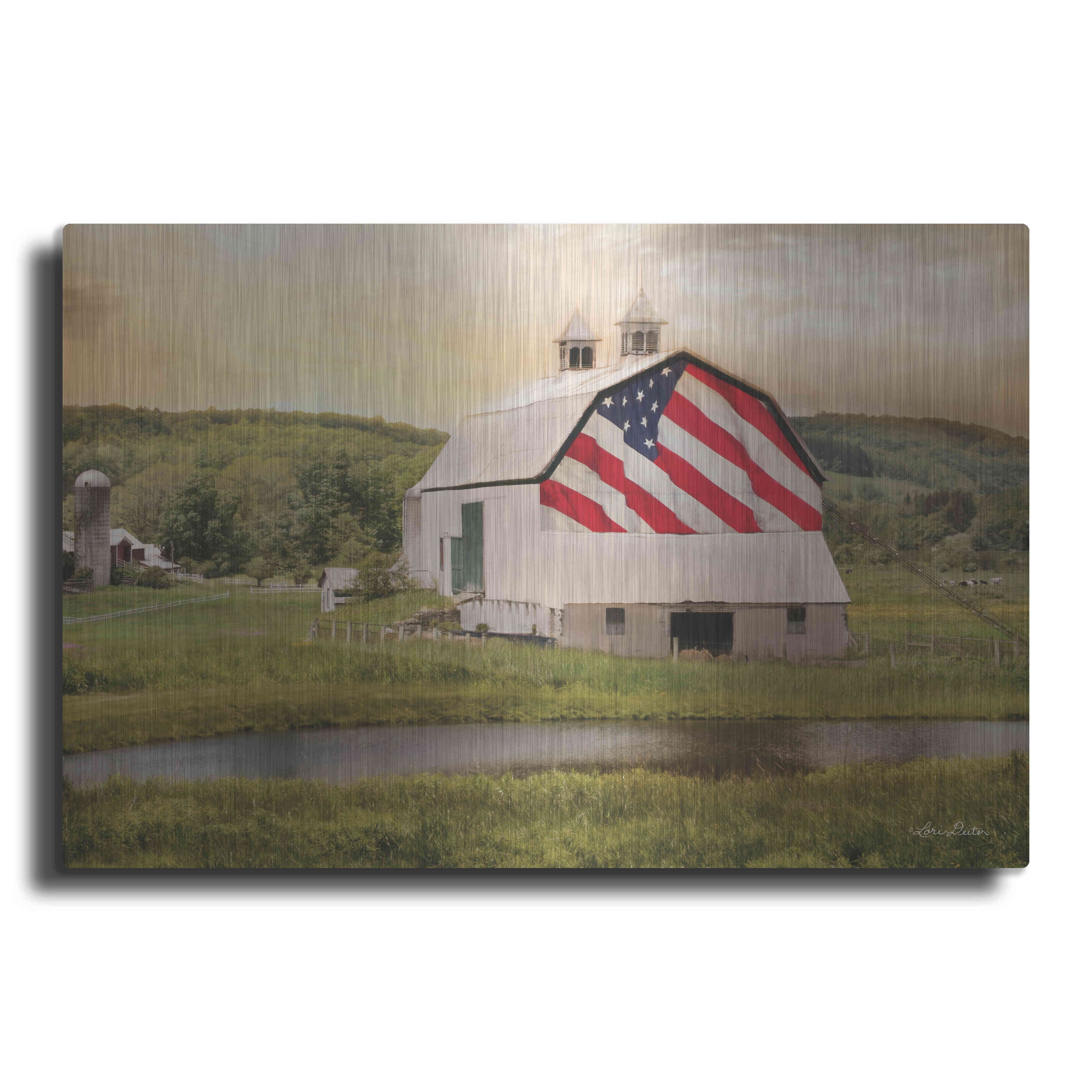 Luxe Metal Art 'Flag Barn' by Lori Deiter, Metal Wall Art, 36"x24 ...