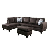 Hommoo Flannel 4-Seat Couch Sofa Set, L Shaped Couch Living Room Sofa ...