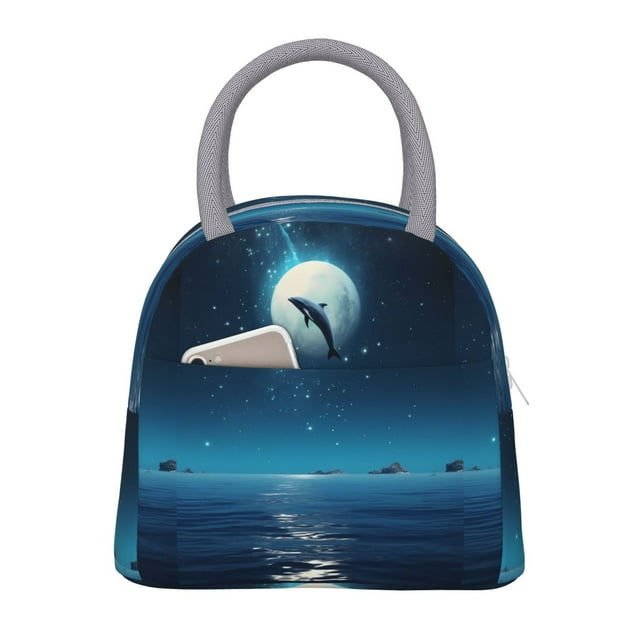 Naloa Night Sky Moon Dolphin Print Lunch Bag for Women Men,Insulated ...