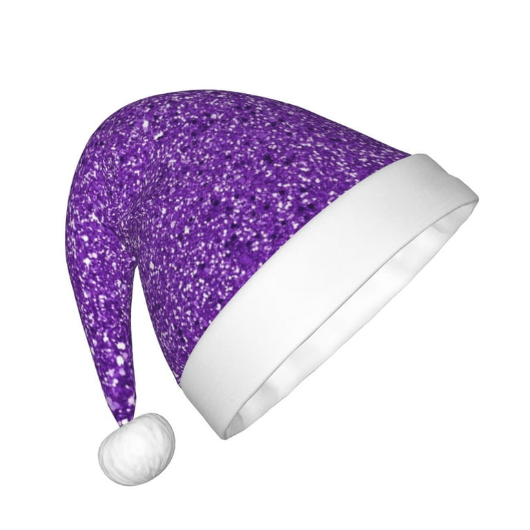 Naloa Glitter Purple Santa Hat for Kids Baby Christmas Hats Girls Boys Toddler Plush Xmas Holiday Hat Luxury Santa Claus Hat