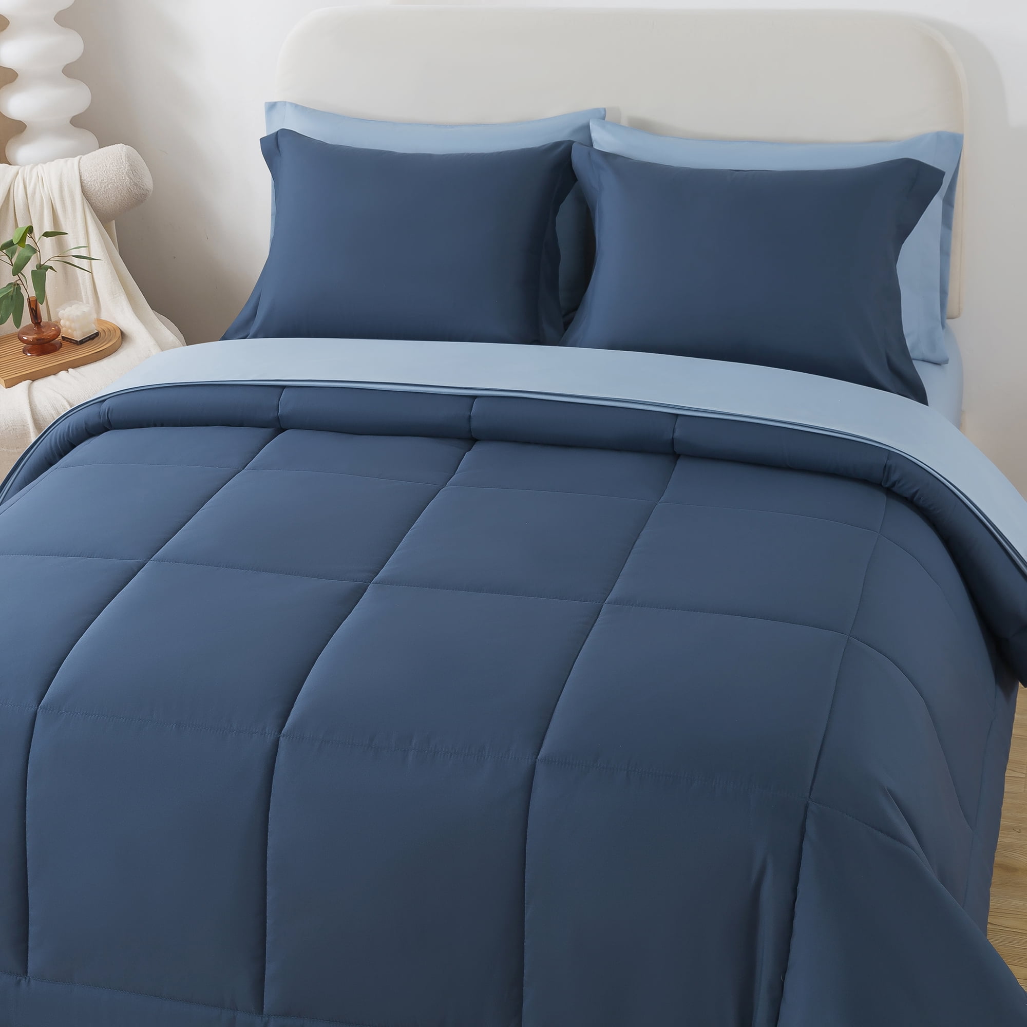 Click here for Mainstays 7-Piece Navy Bed In A Bag  Queen prices