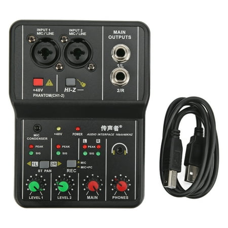 2 Channels Audio Mixer, Audio Mixer Sound Board USB Power Supply For ...