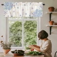 Blue Hydrangea Kitchen Valances for Windows 54x18 Inch Kitchen Curtains ...
