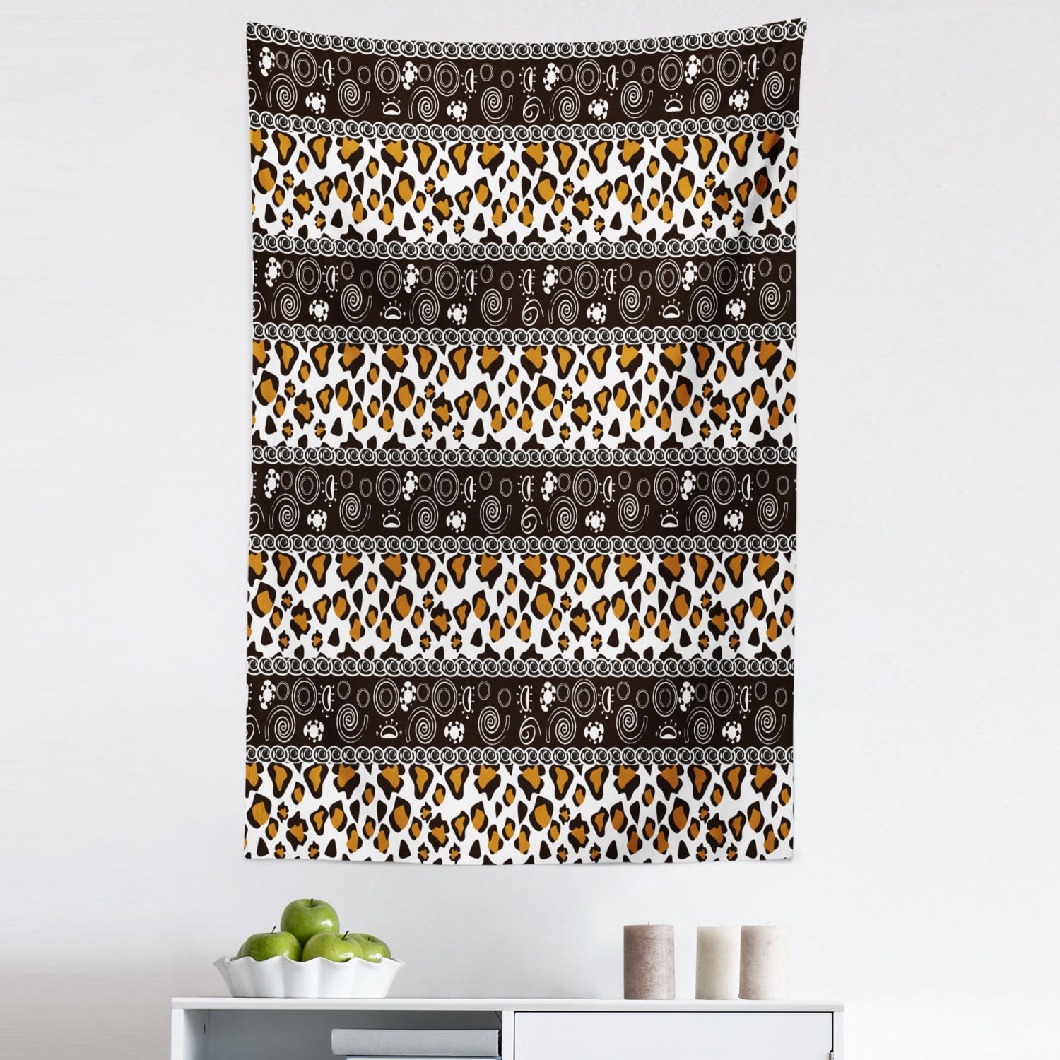 Zambia Tapestry, Cheetah Pattern with Circles Spiral Exotic Fur Zoo ...