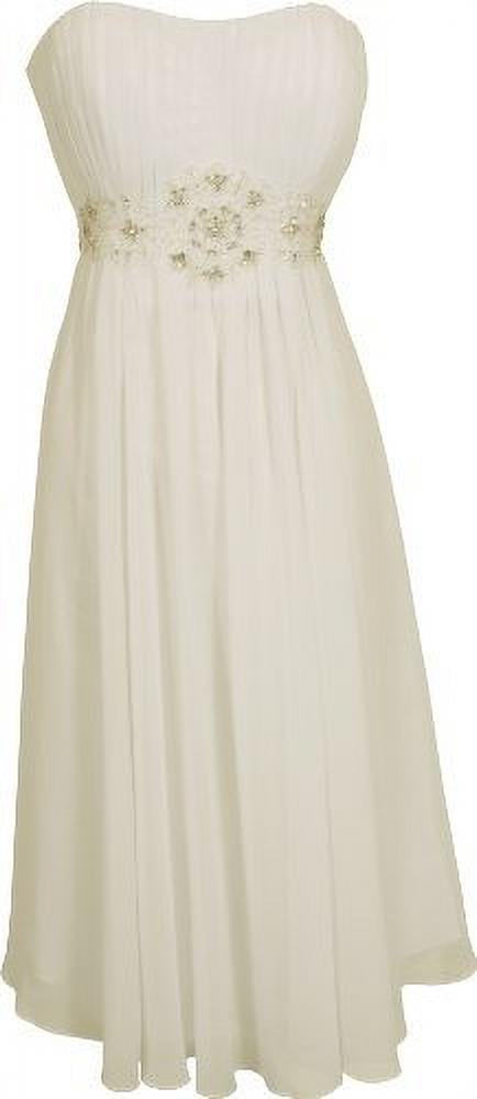 Strapless Chiffon Goddess Prom Dress Knee-Length Junior Plus Size, XS ...