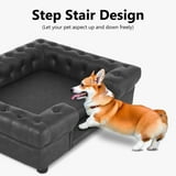 MCombo Pet Sofa Bed Dog Couch for Small Dogs, Faux Leather Dog Sofa ...