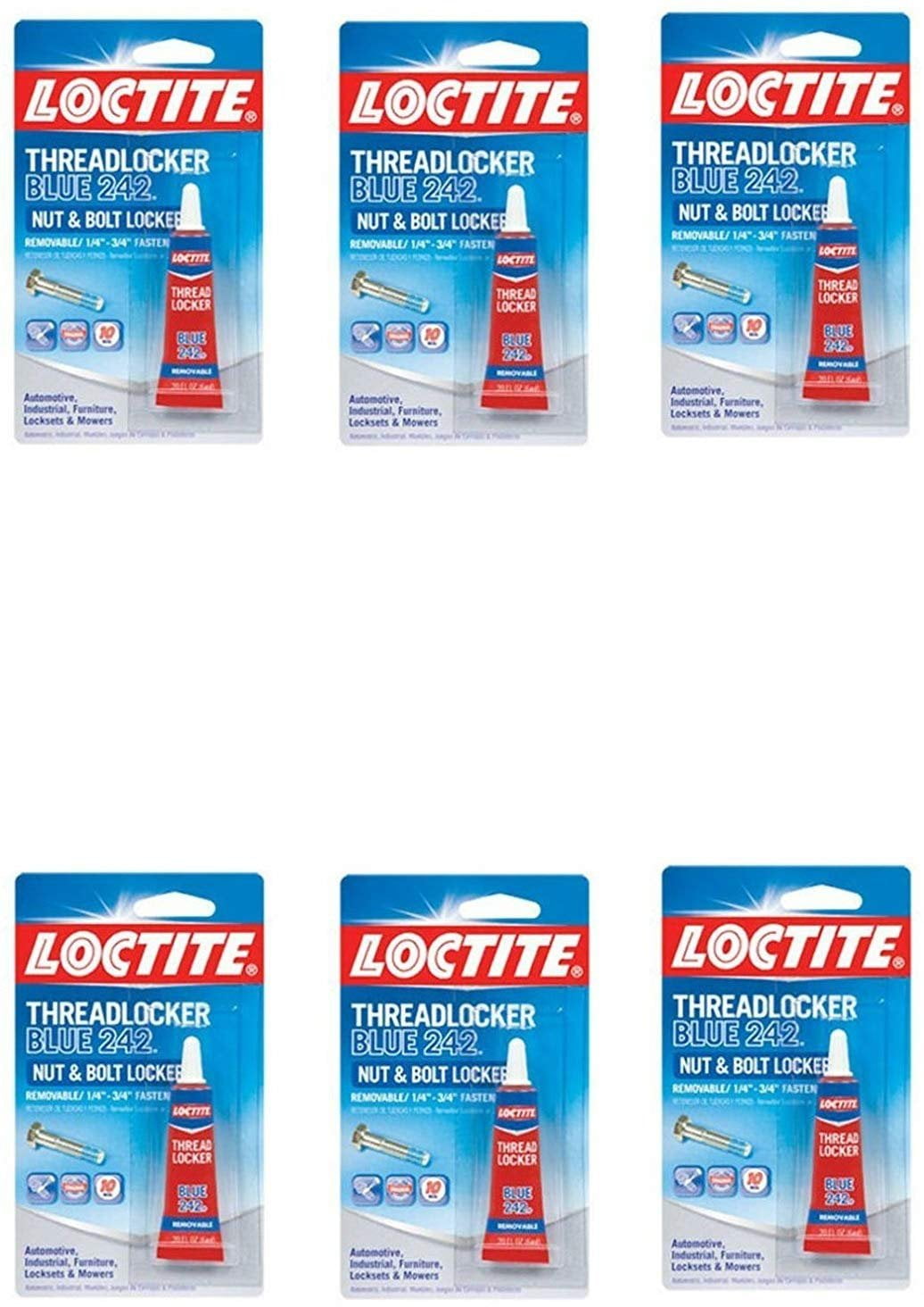 Loctite Heavy Duty Threadlocker, 0.2 oz, Blue 242, 6 Pack - Walmart.com