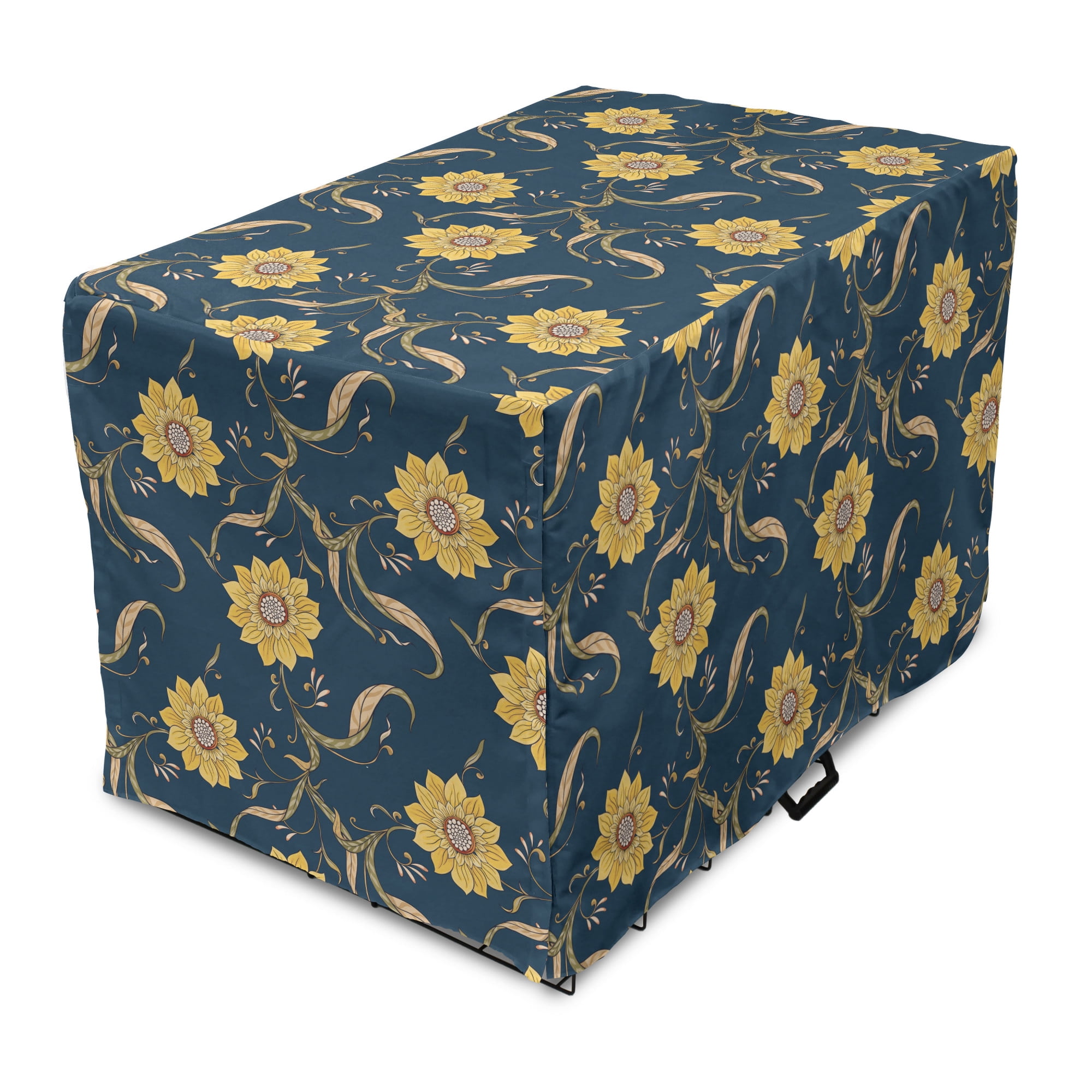 Sunflower Dog Crate Cover, Helianthus Floral Wild Pointy Petals ...