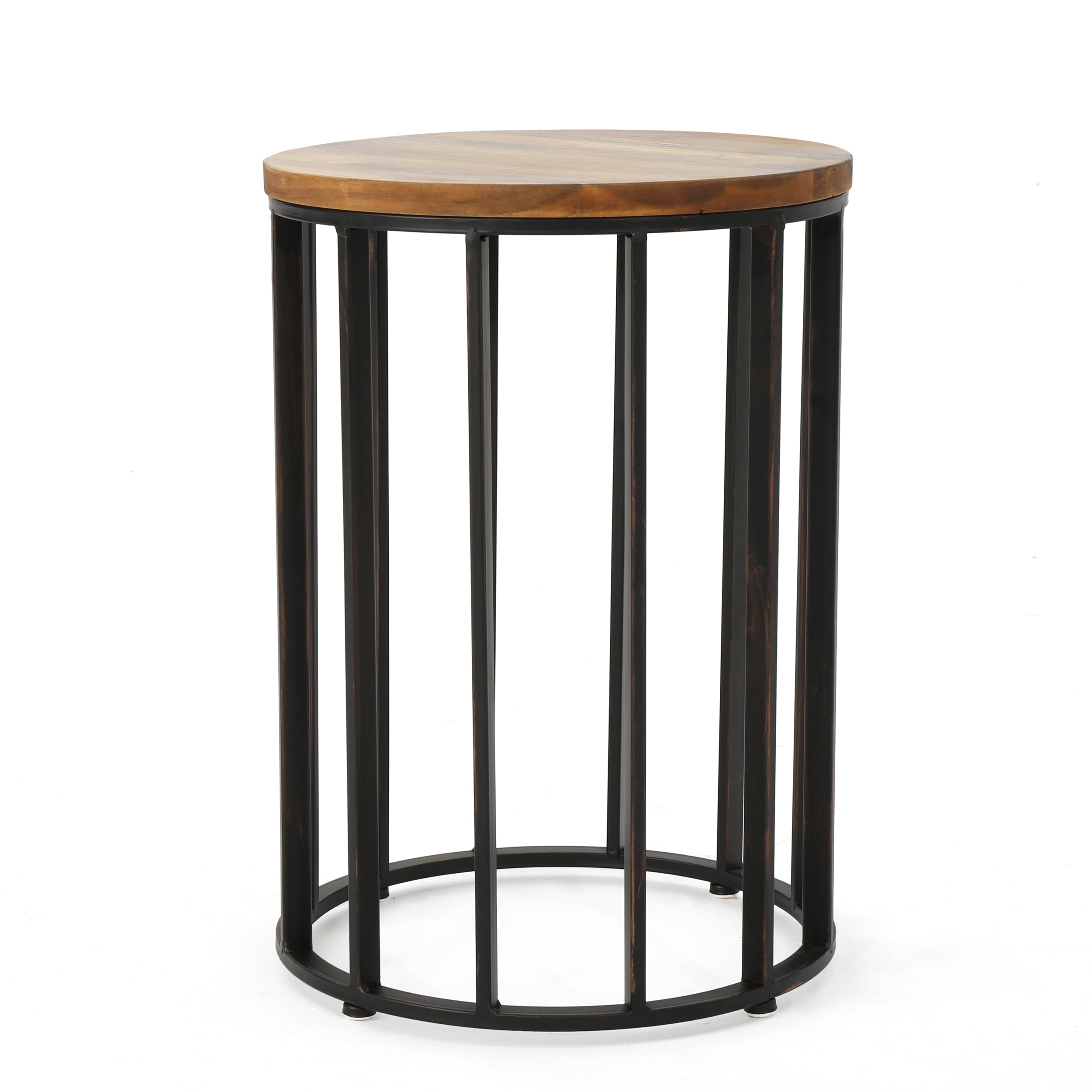 GDF Studio Bedford Outdoor Acacia Wood Cage Side Table, Antique Natural ...