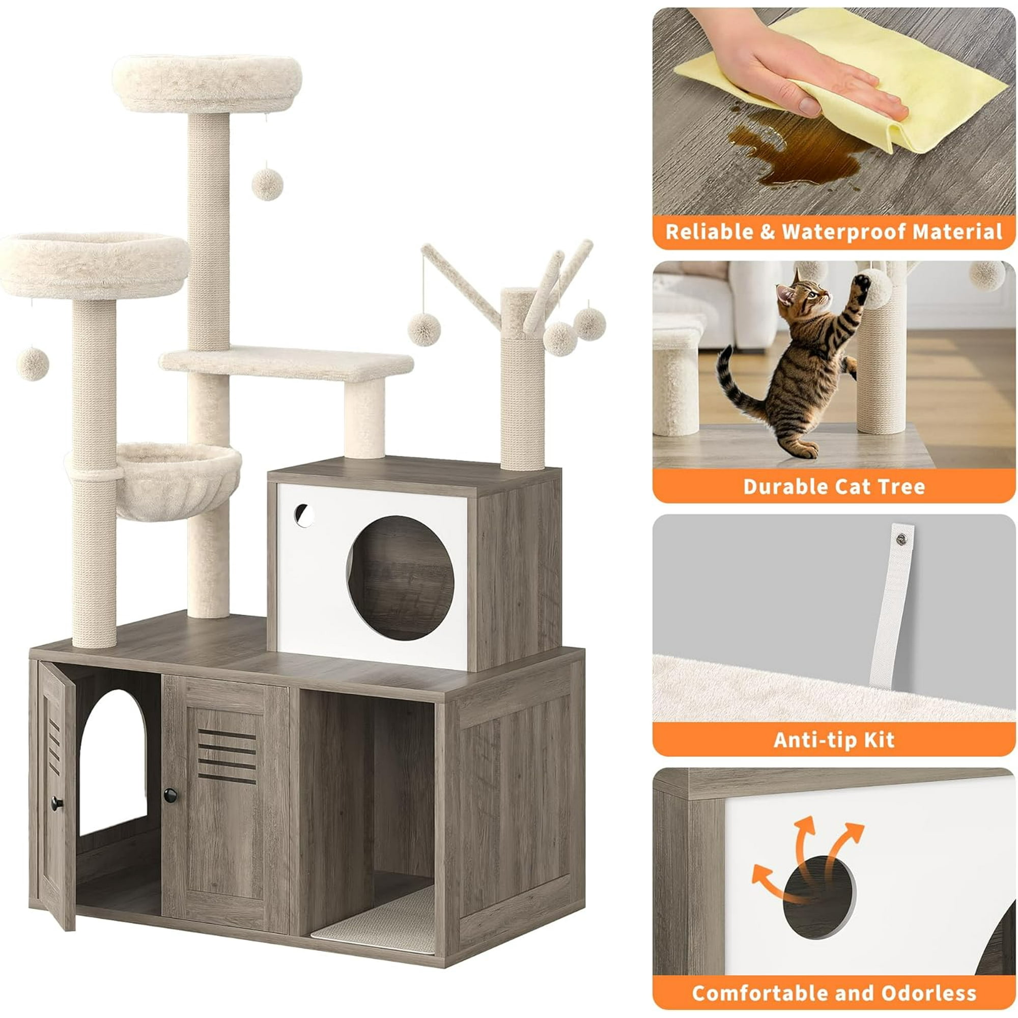 Click here for Eastvita Cat Tree With Litter Box Enclosure  Woode... prices