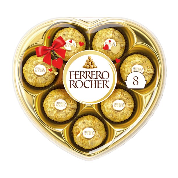 Ferrero Rocher Fine Hazelnut Milk Chocolate Heart Gift Box, 8 ...