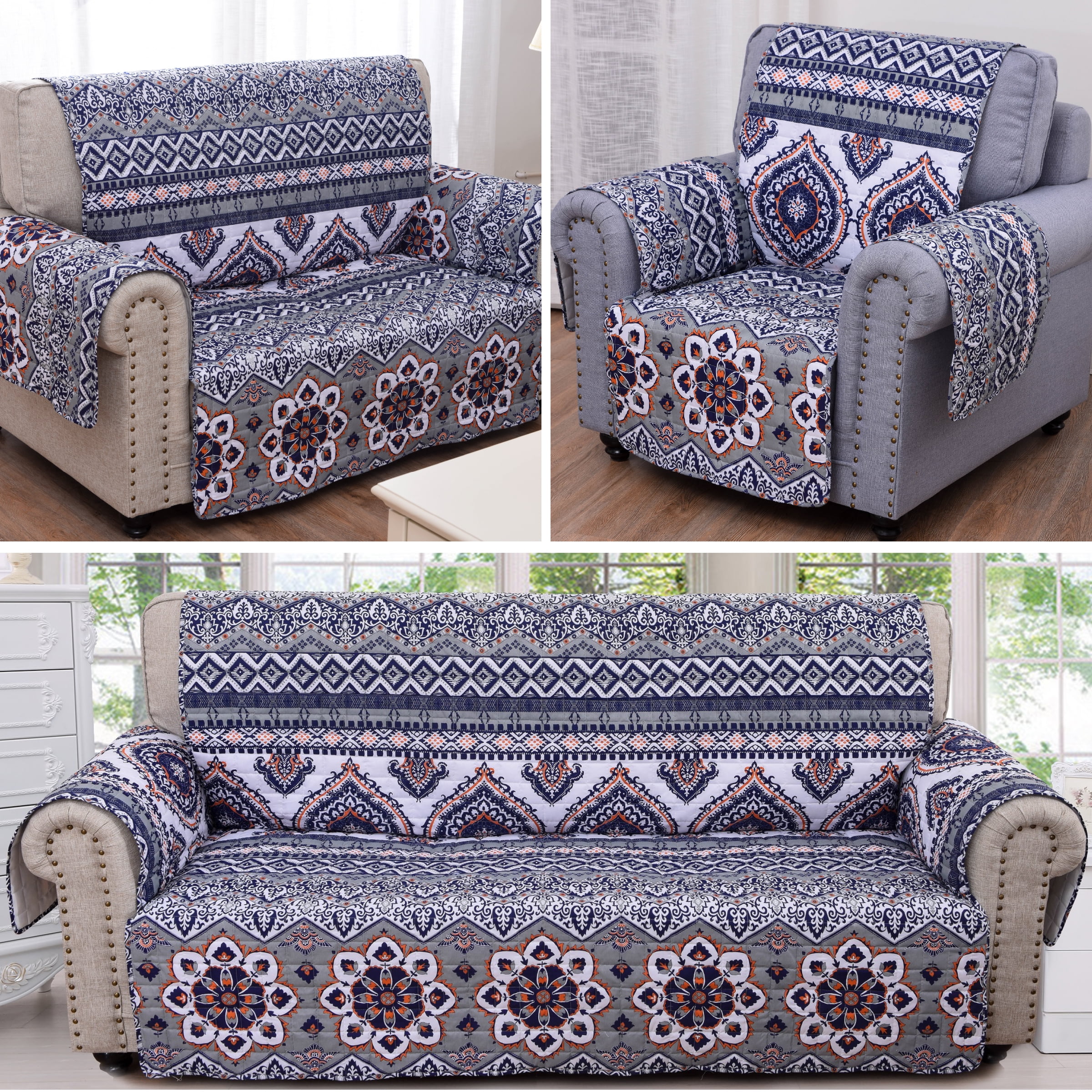 Collections Etc Aztec Southwest Patterned Sofa Cover with Bold Aztec ...