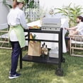 2-Tier Outdoor Grill Table, 34" Metal Top BBQ Prep Cart with Wheels ...