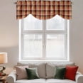 Brown Buffalo Plaid Tie Up Valances Curtain, Red Geometric Check ...