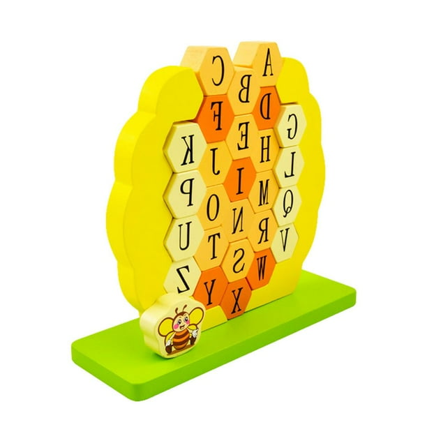 Preschool ABC Block Toys Hexagon Letter Blocks Puzzle Honeycomb ...