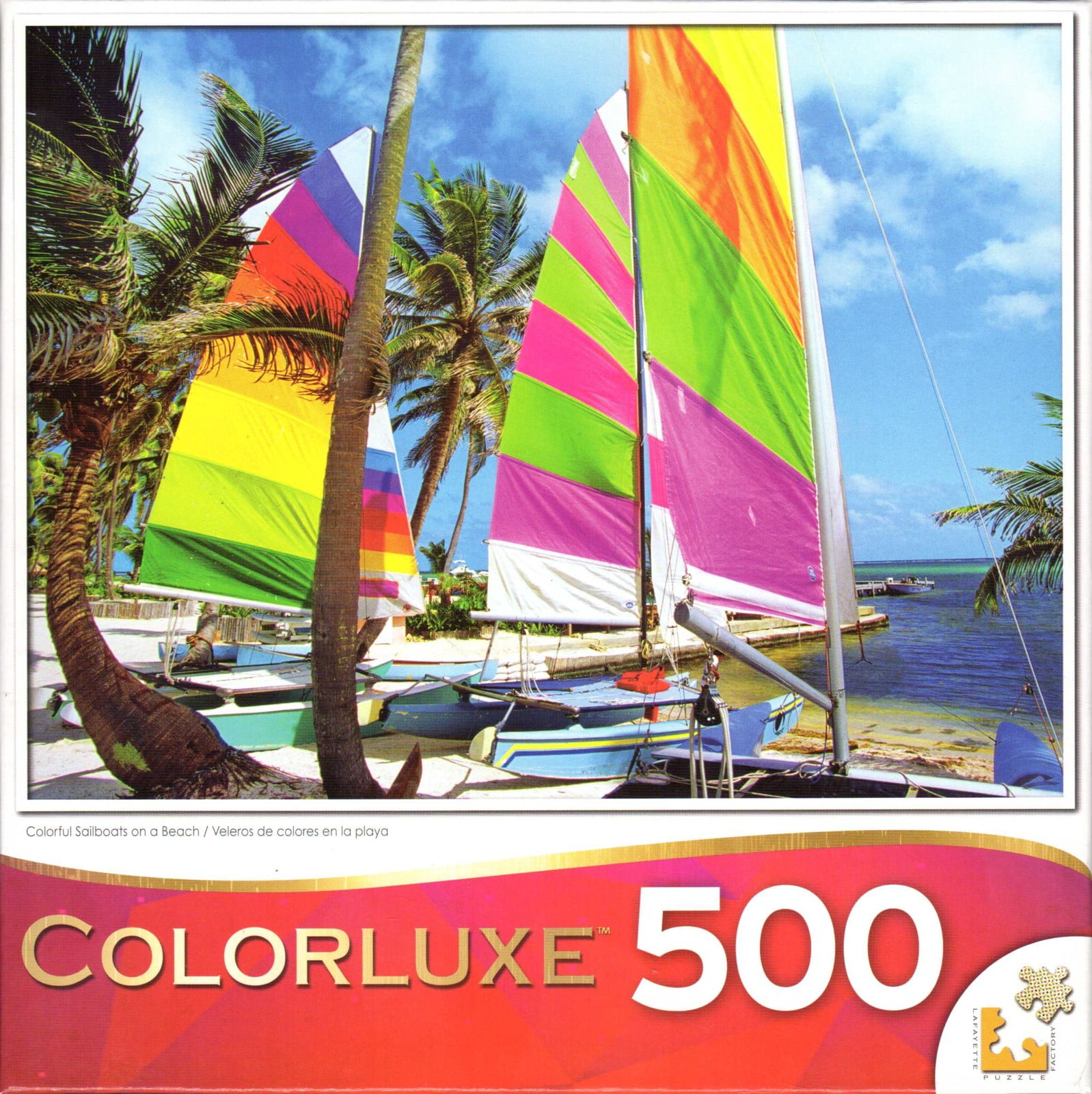 Colorluxe 500 Piece Puzzle - Colorful Sailboats on a Beach - Walmart.com