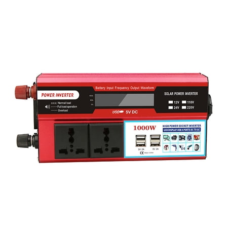 Portable USB 12-220V LCD 4 Ports 5V DC High Power Socket Inverter ...