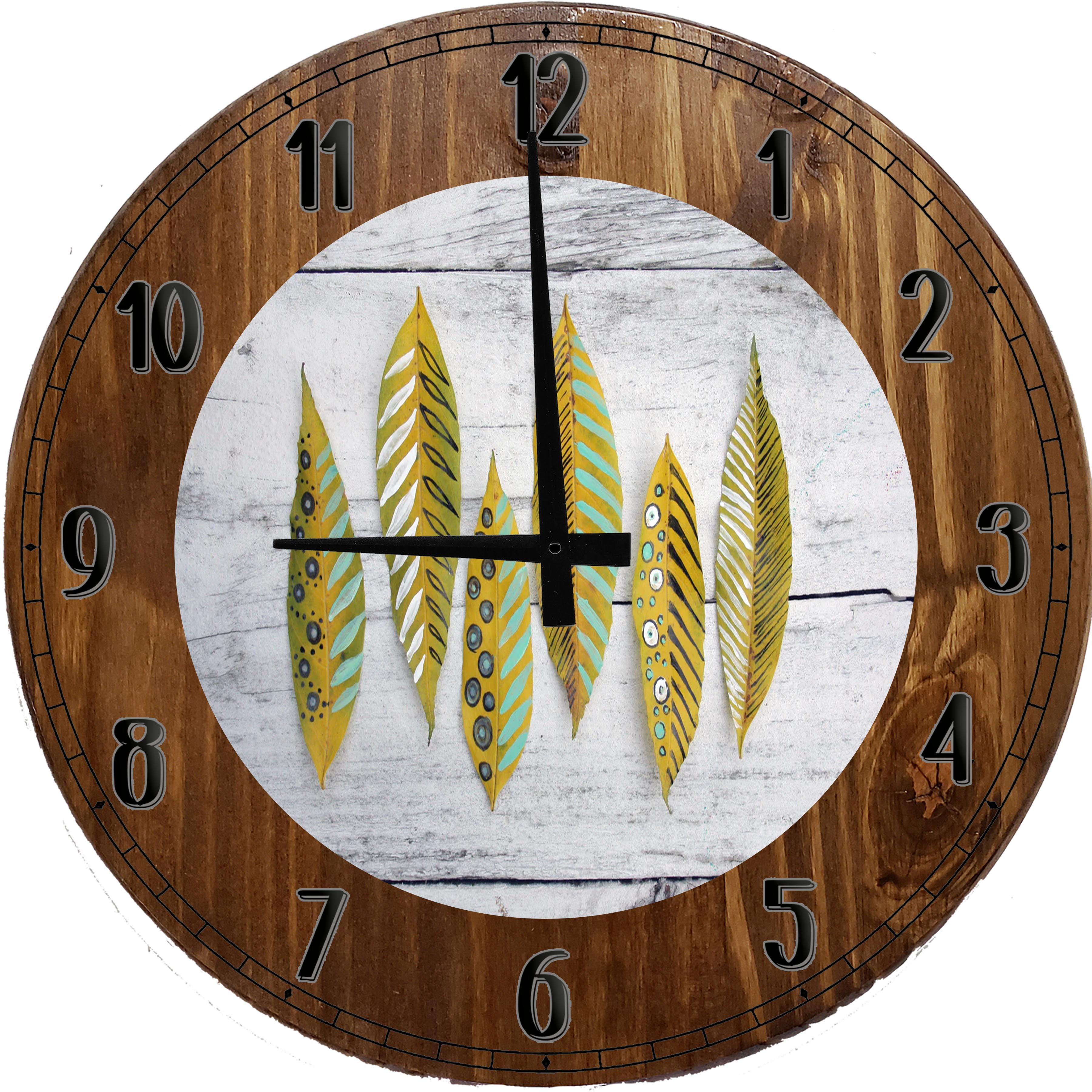 Wood Wall Clock 18 Inch Round Boho Chic Wall Art White Wall Decor Round ...