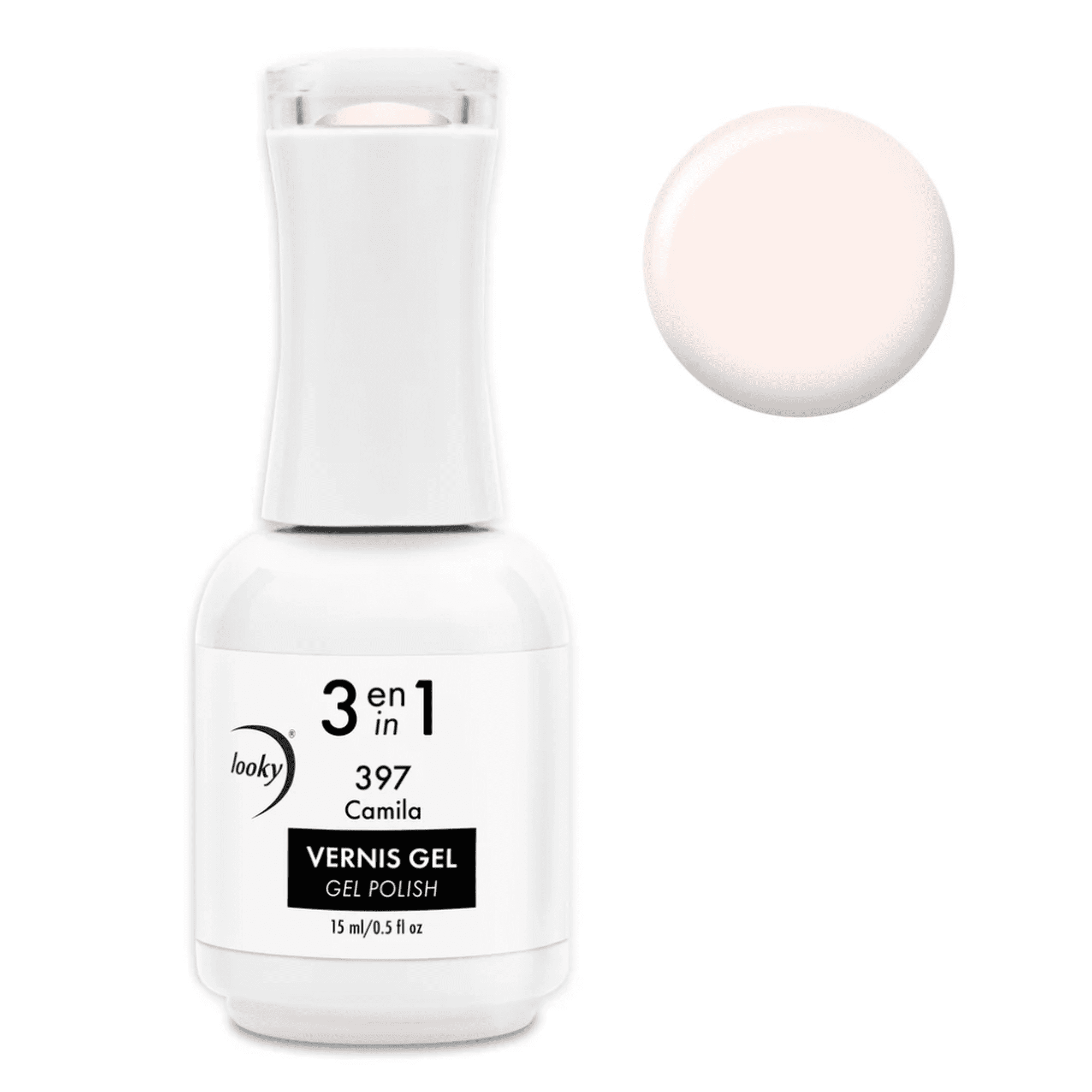 Looky 3-In-1 Gel Nail Polish  Base Color Top Coat  Salon Quality Uv Led Cure  Long Lasting  15ml - Camilla #397 15ml