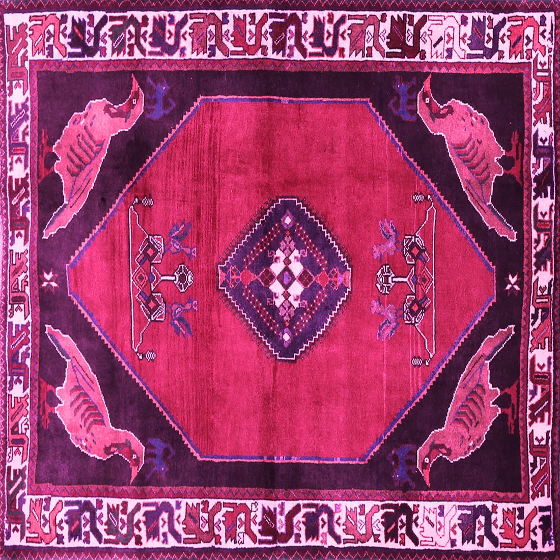 Ahgly Company Indoor Square Persian Pink Traditional Area Rugs, 6 ...